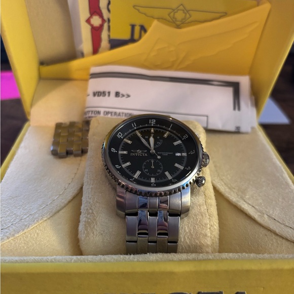 Invicta | Accessories | Invicta Silver And Black Watch | Poshmark